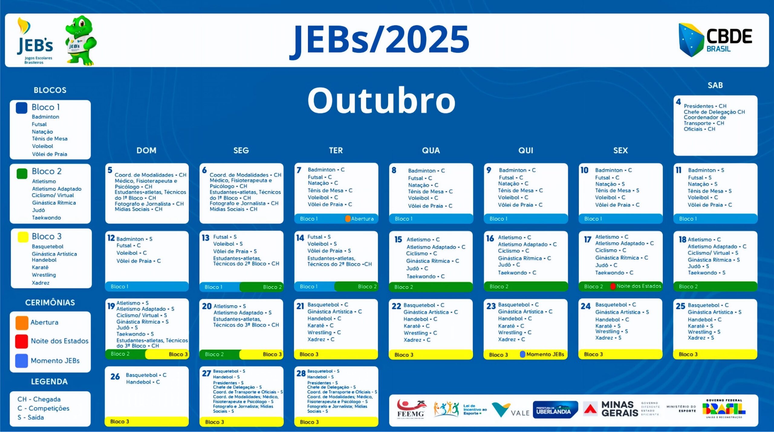 CBDE divulga Nota Oficial para os JEBs - JEB´s